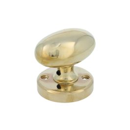 Turnable oval door knob polished brass | Retro-door-hardware
