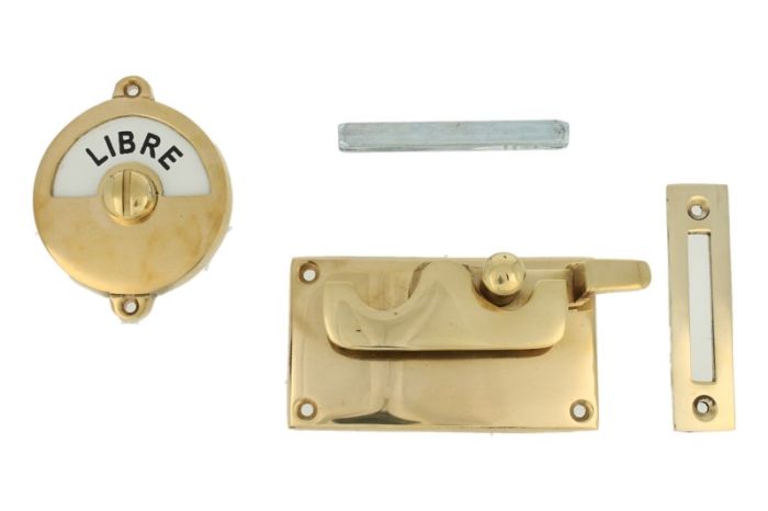Libre-Occupé door lock polished brass | Retro doorhardware